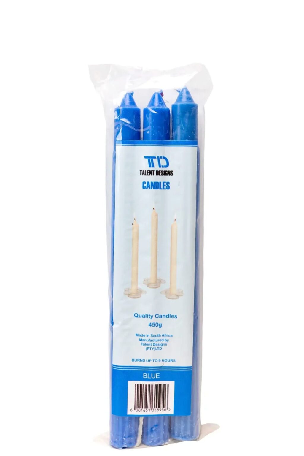 Blue Fluted Candles 450g (Box: 20 x 6 Pack) – Talent Designs