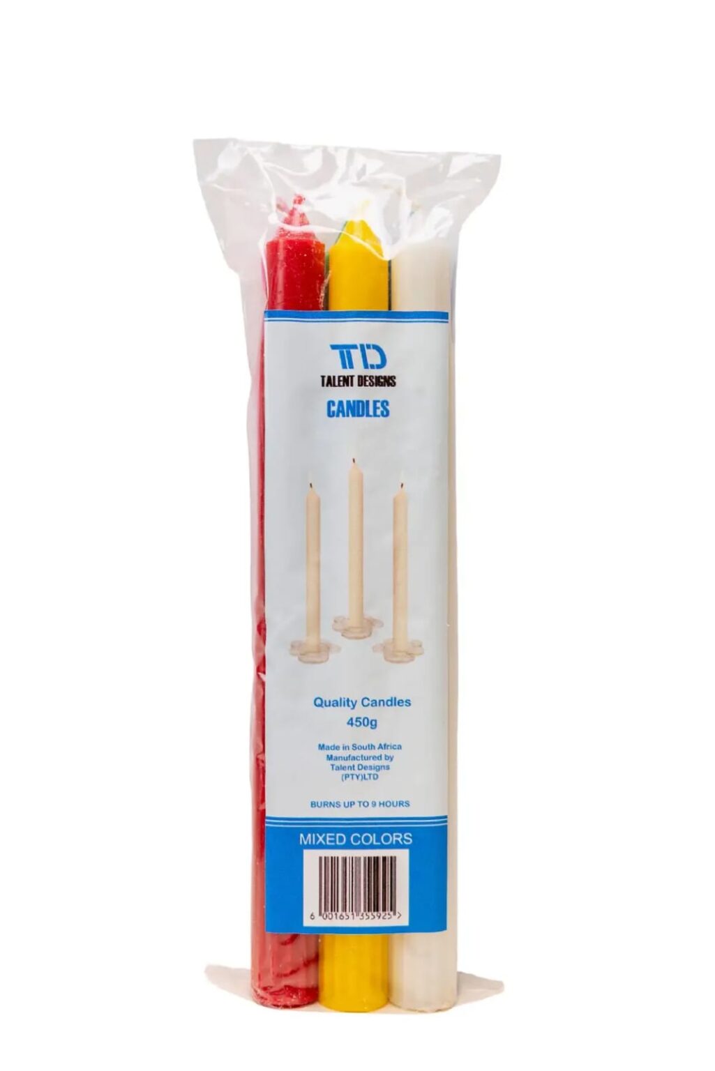 Mixed-Colour Fluted Candles 450g (Box: 20 x 6 Pack) – Talent Designs